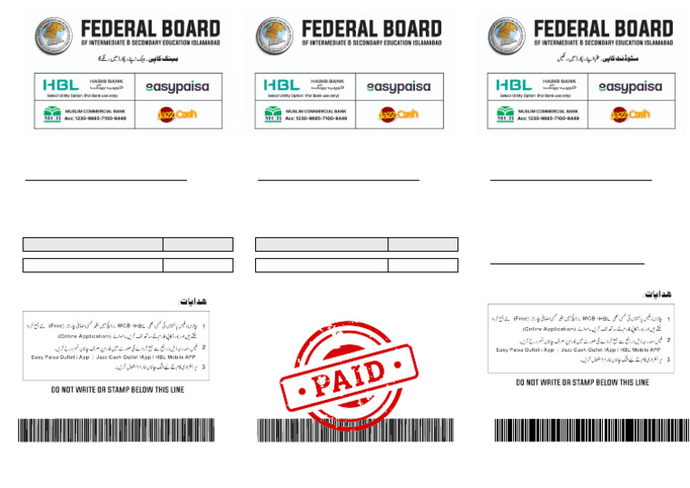 HBL Paid Challan-2025 | PDF