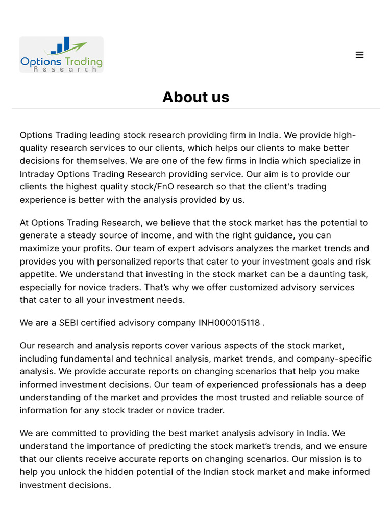 Expert Options Trading Research in India | PDF | Investing | Stock Market
