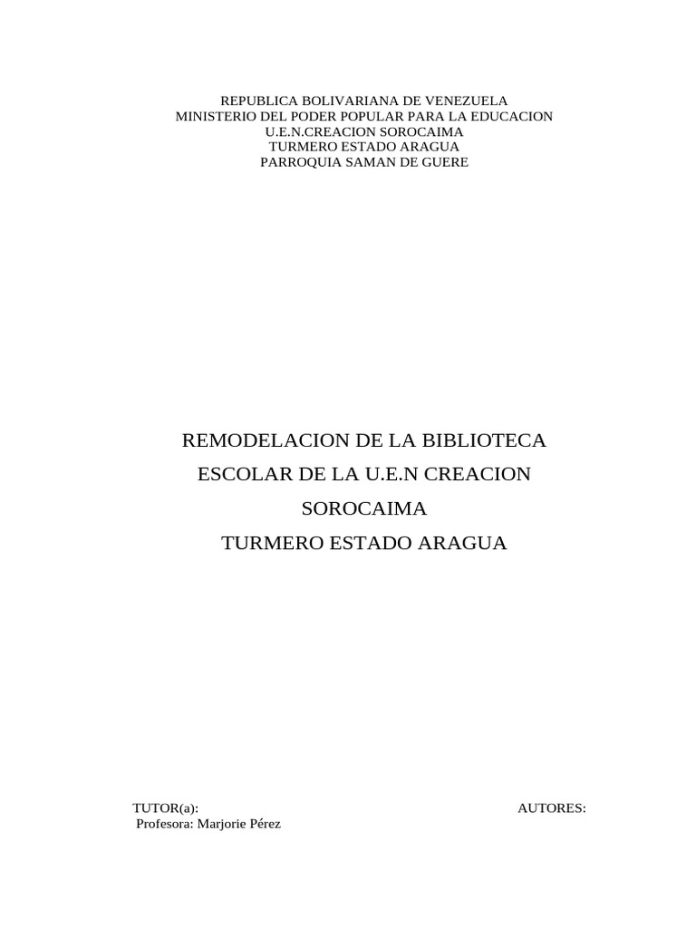 Proyecto Bibliotecas Escolar. Lista para Imprimir | PDF | Biblioteca ...