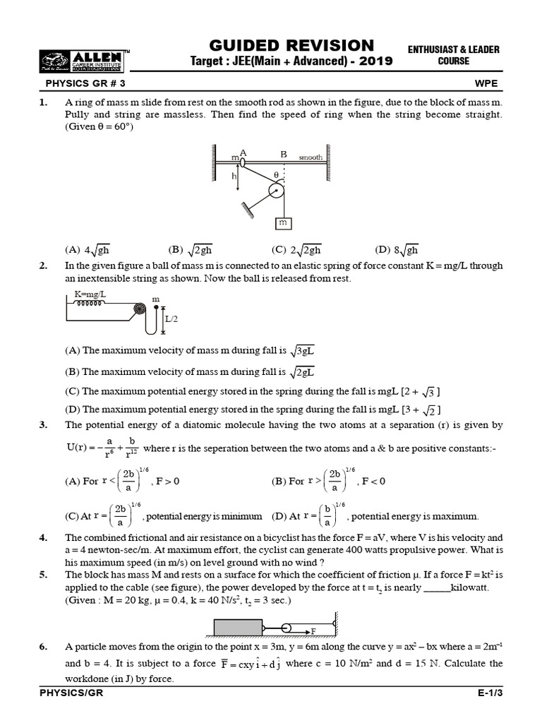 GR #3 (Wpe) | PDF | Mass | Mechanics