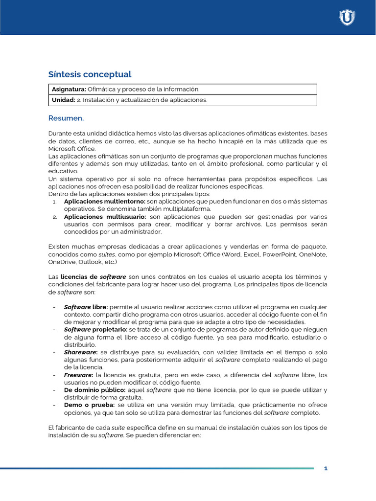 U2 RESUMEN Instalación y Actualización de Aplicaciones | PDF | Software de la aplicacion ...