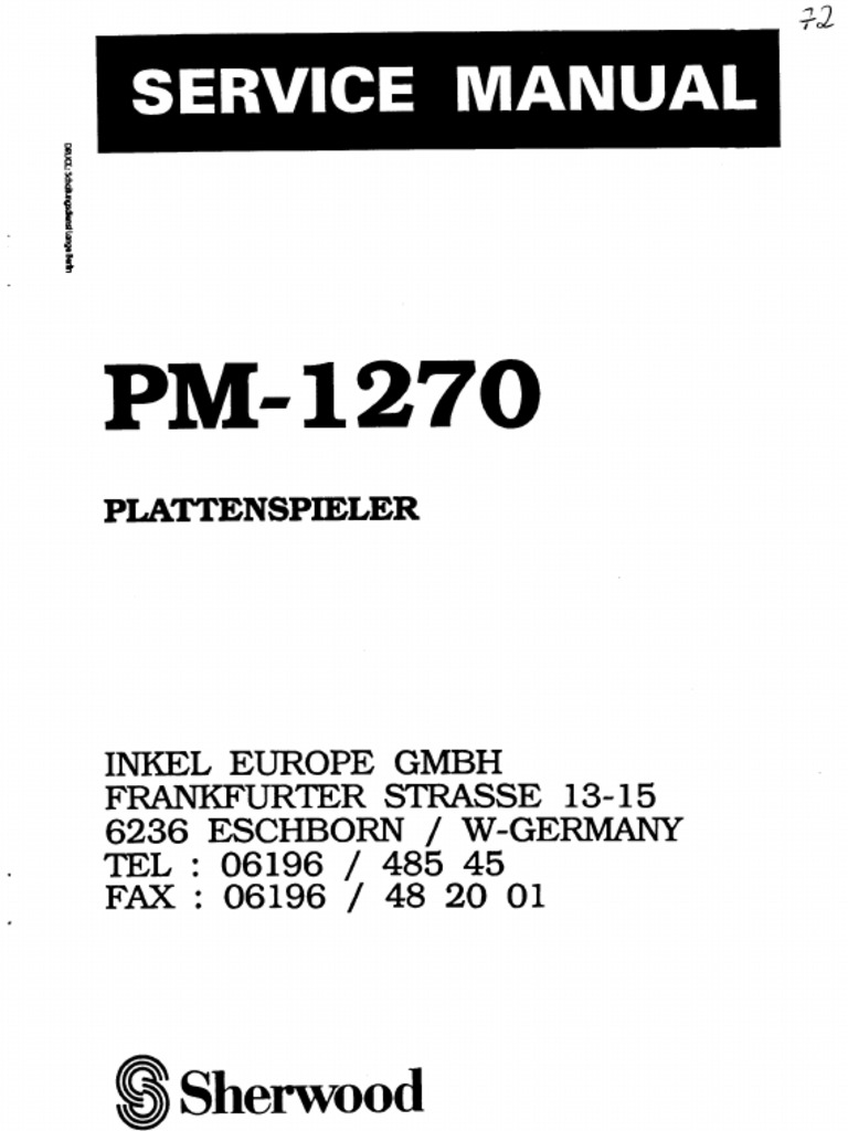 Sherwood PM 1270 Service Manual | PDF