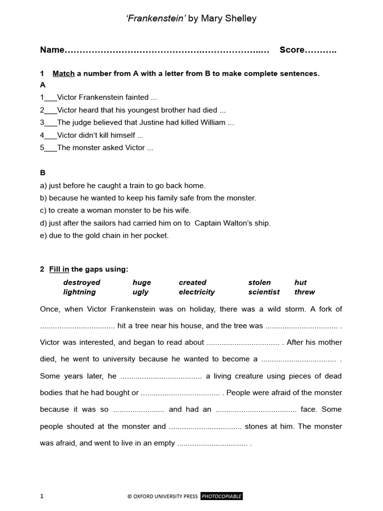 'Frankenstein' Study Guide | PDF | Frankenstein | Prometheus