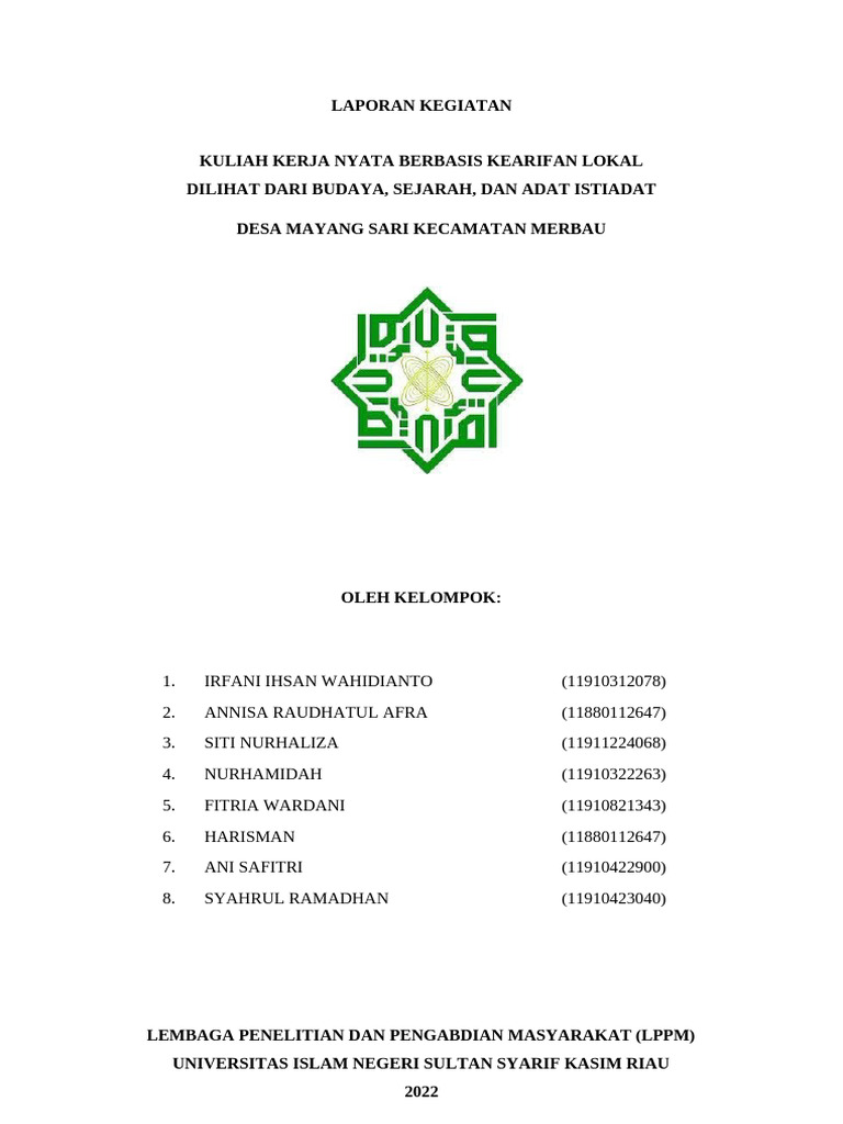 Laporan KKN Desa Mayang Sari-1 | PDF