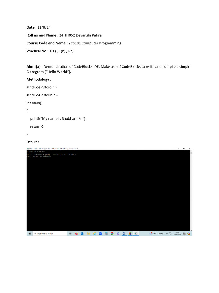 Date: Roll No and Name: Course Code and Name: Practical No | PDF