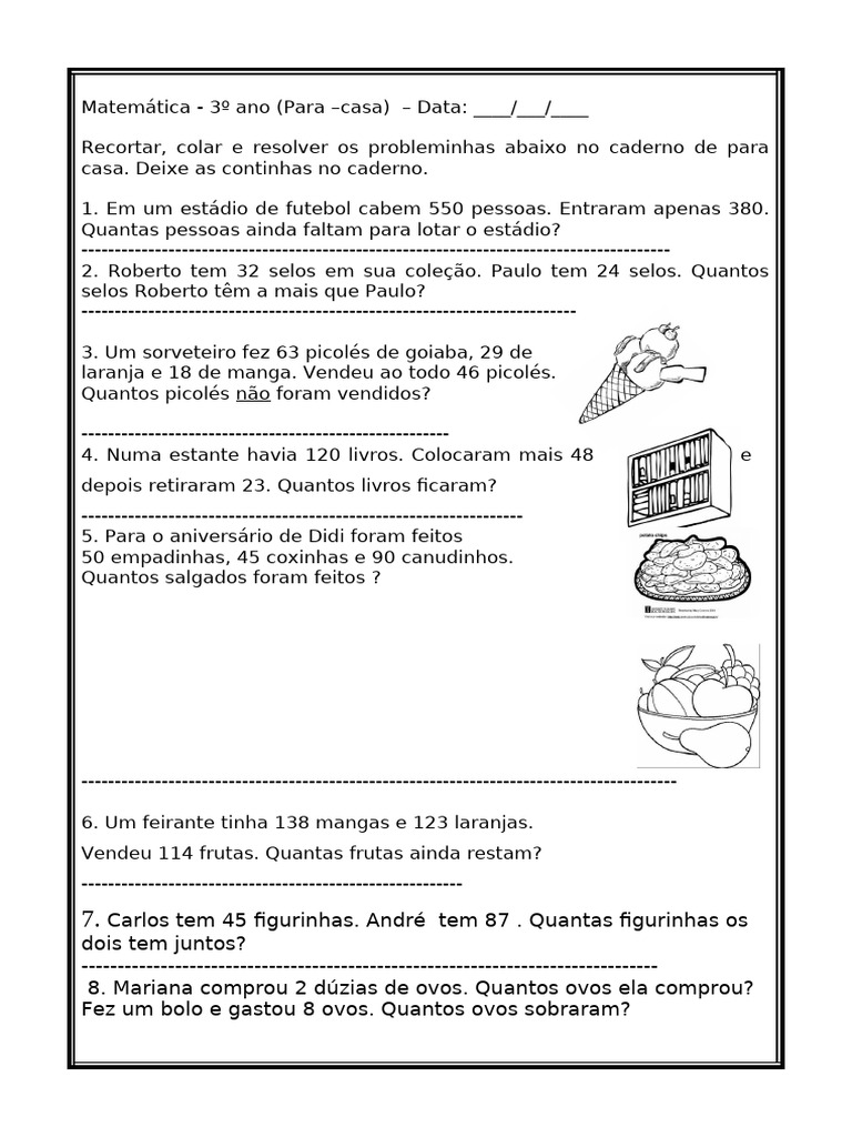 Atividades de Matemática - 3º Ano | PDF