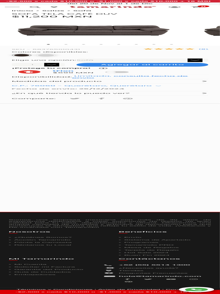 Sillones y Sofás Sofá en Tela Color Café Modelo DUV Sofá Tamarindo en Línea | PDF | Sofá