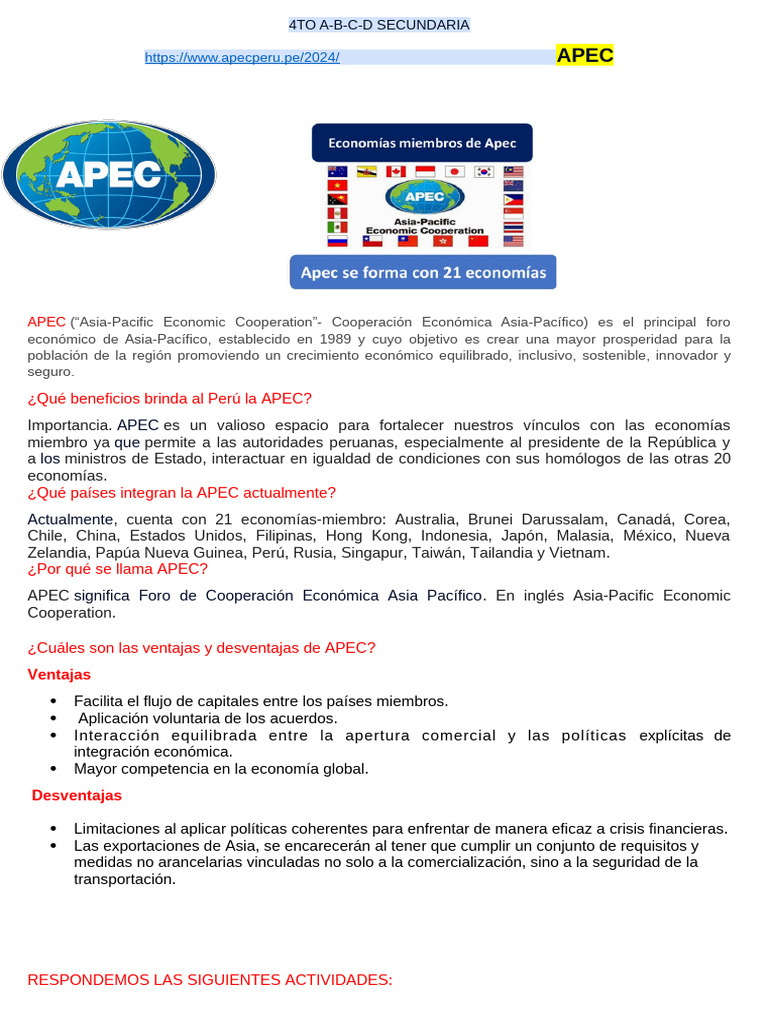 Beneficios y Desafíos de APEC en Perú | PDF | Cooperacion economica Asia Pacifico | Tráfico