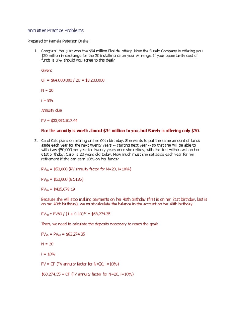 Annuities Practice Problems | PDF | Banking | Business Economics