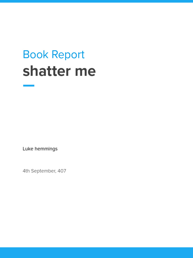 Shatter Me Book Report Overview | PDF