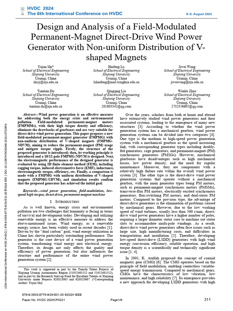 Design and Analysis of a Field-Modulated Permanent-Magnet Direct-Drive ...