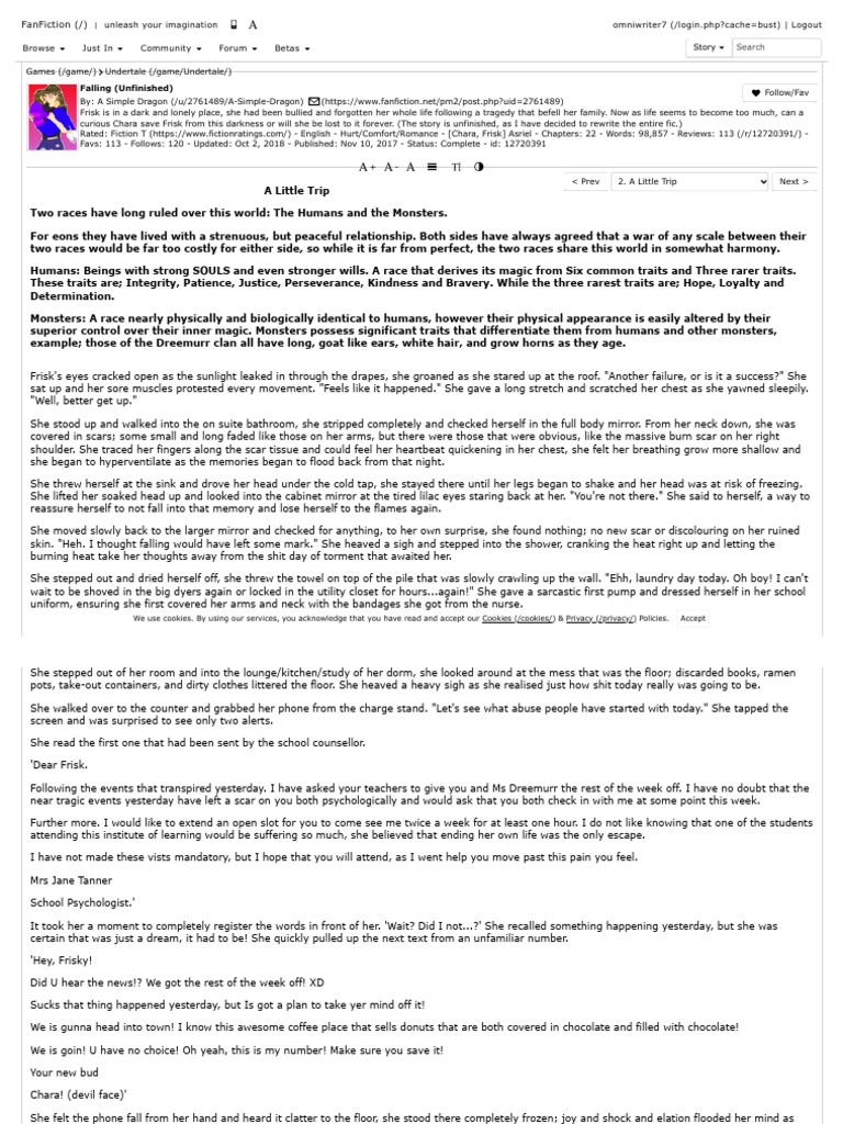 Falling (Unfinished) Chapter 2 - A Little Trip, An Undertale Fanfic ...