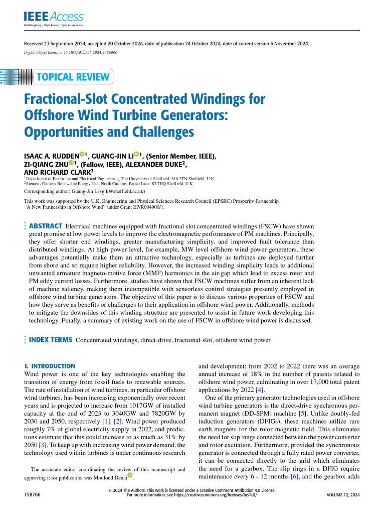 Fractional-Slot Concentrated Windings For Offshore Wind Turbine ...