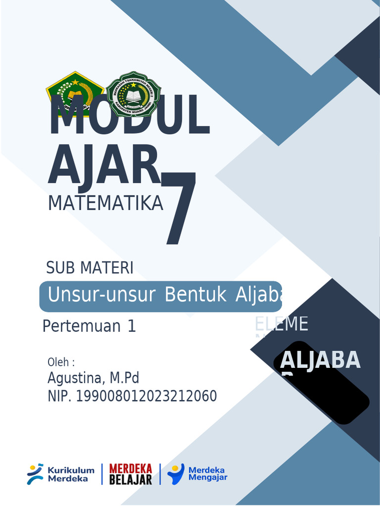 Modul Ajar - Unsur-unsur Bentuk Aljabar (Pertemuan 1) | PDF