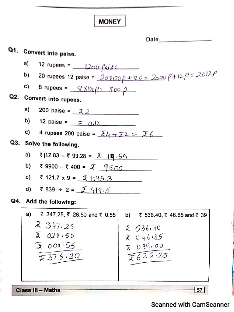 Grade 3 Money Chapter Work Book-1 | PDF