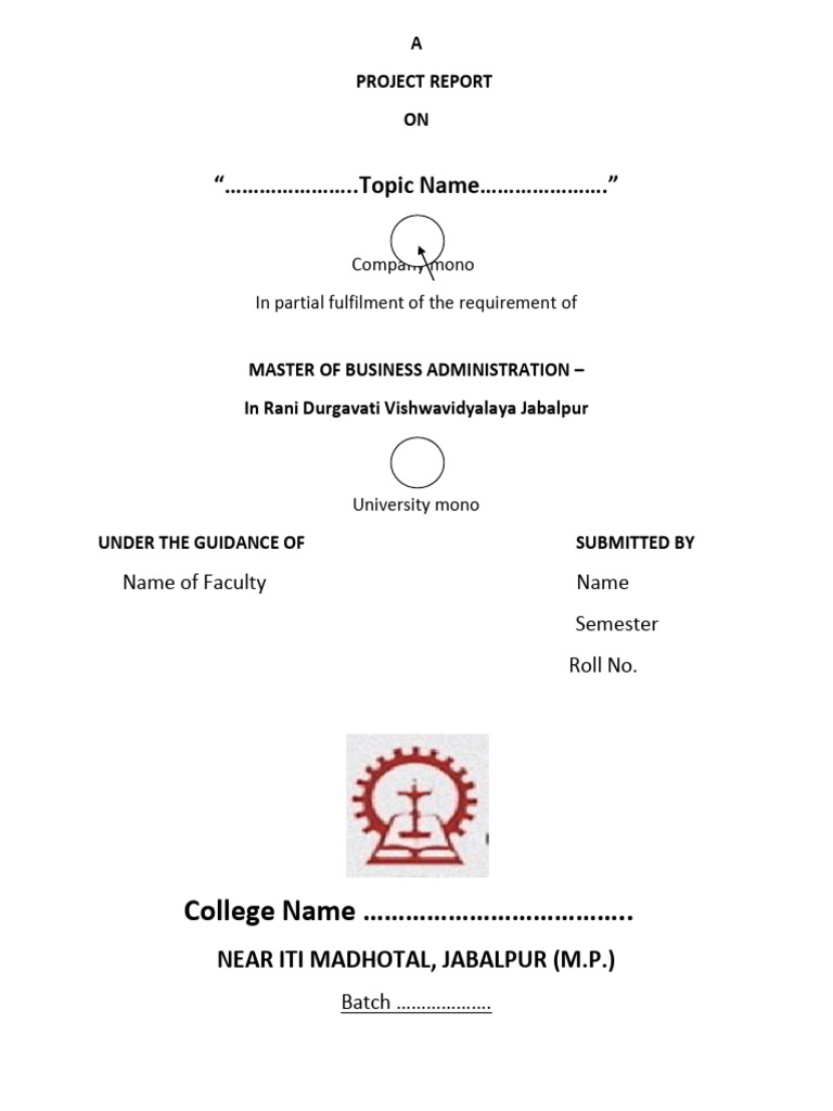 MBA III Sem - Project Report Format - 2024 - | PDF