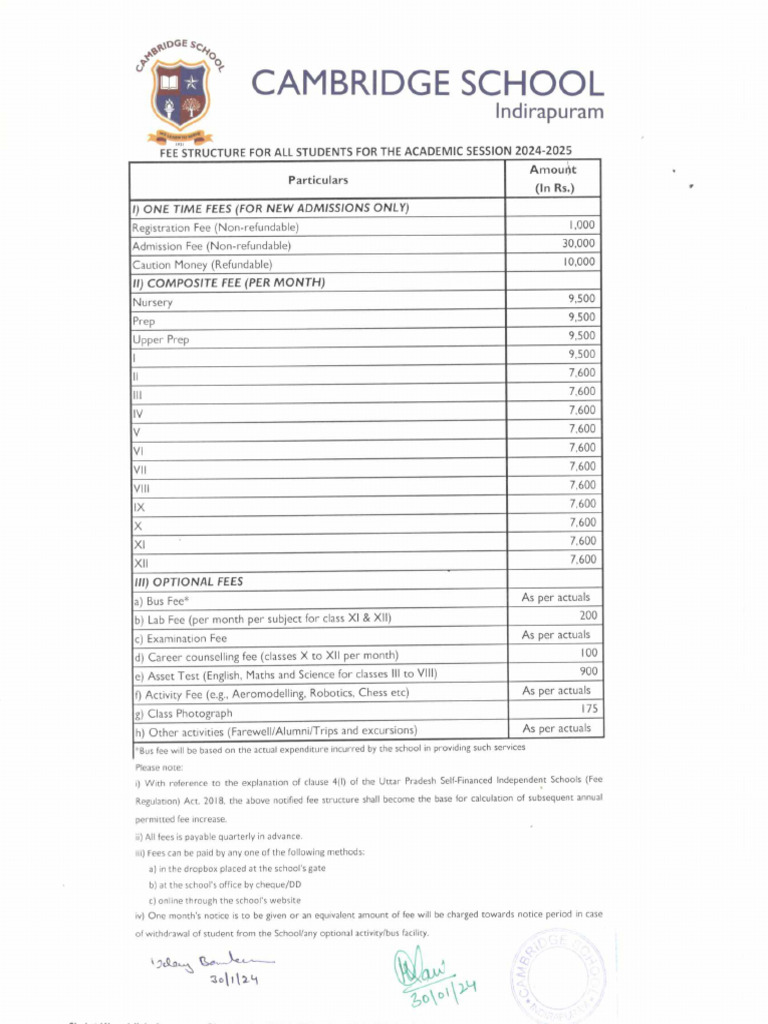 Fee Structure All 2024-25-1 | PDF