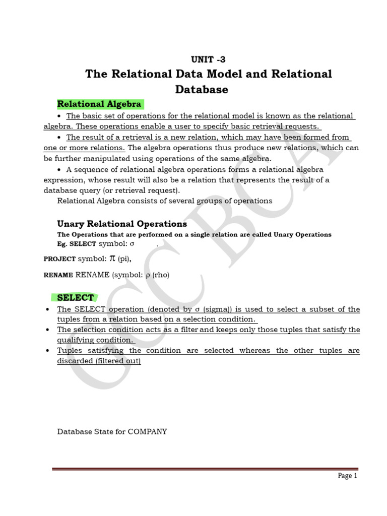 UNIT-3 | PDF | Relational Model | Databases