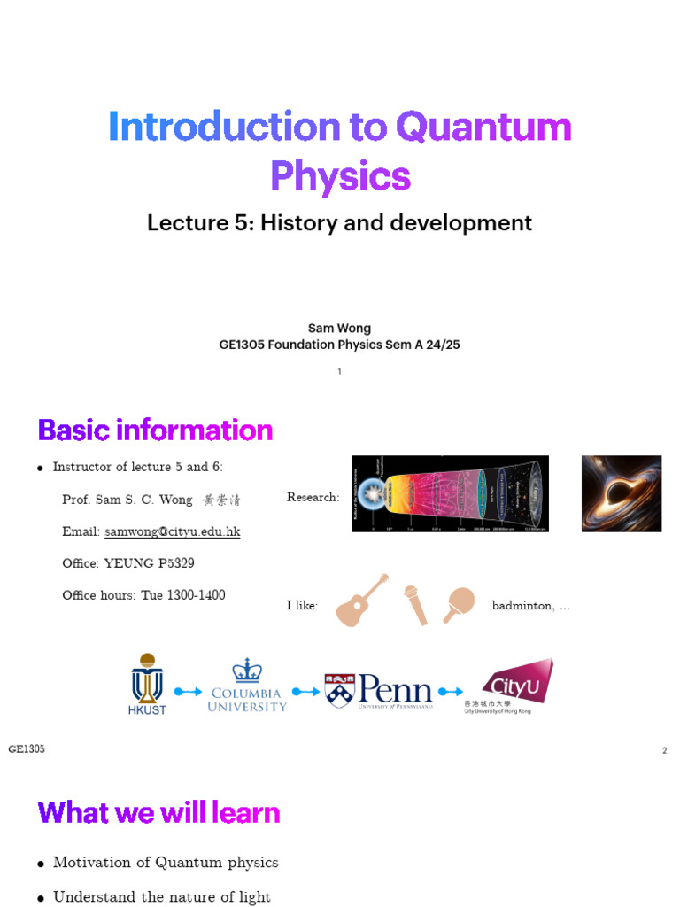 Lec05 Quantum Physics | PDF | Photoelectric Effect | Electron