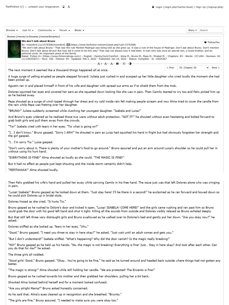 We Don't Talk About Bruno Chapter 35, An Encanto Fanfic - FanFiction | PDF
