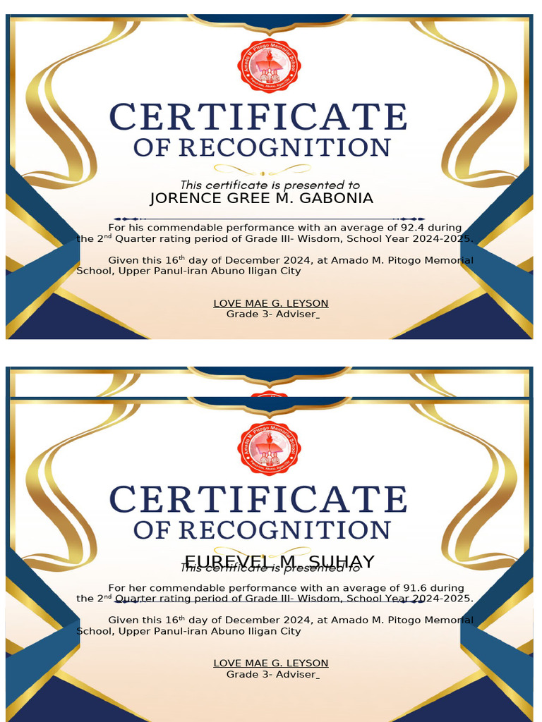 Certificate of Recognation | PDF
