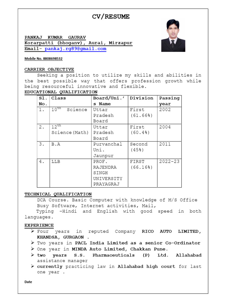 Pankaj Kumar Gaurav's Resume | PDF