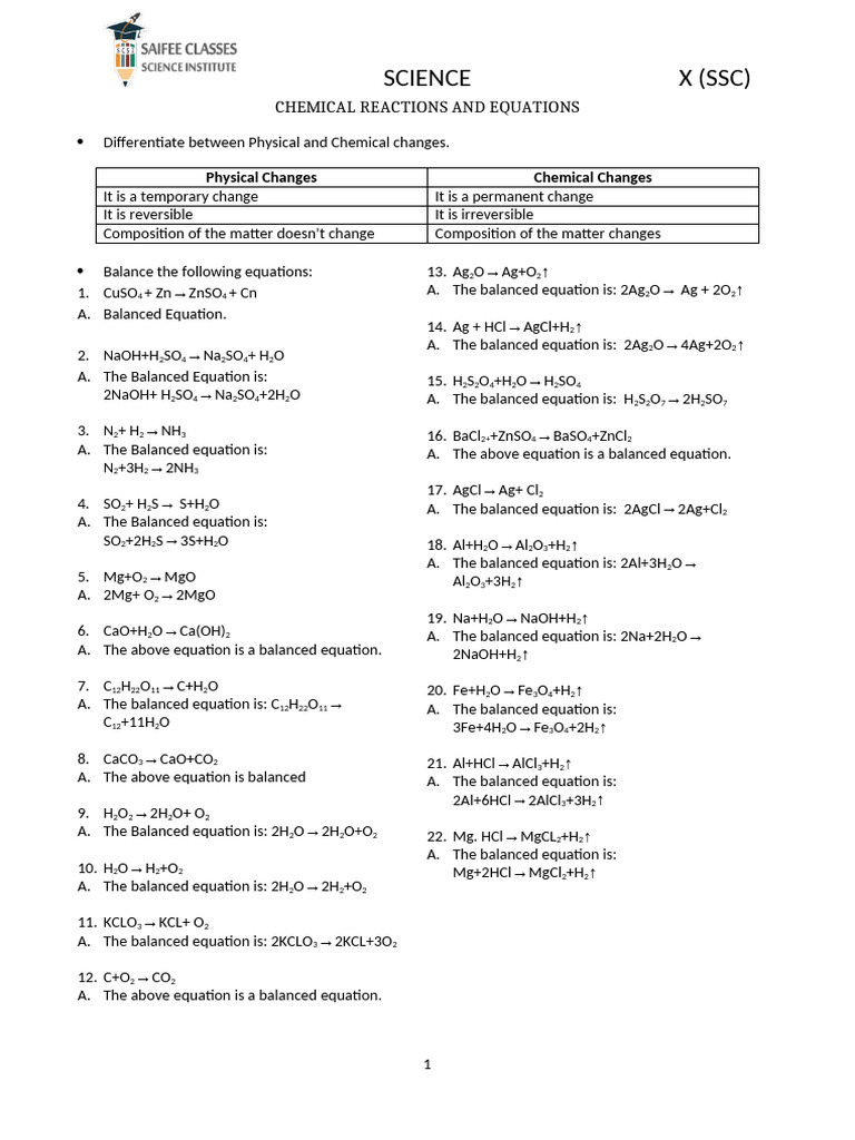 Chemical Reactions and Their Types | PDF | Chemical Reactions | Redox