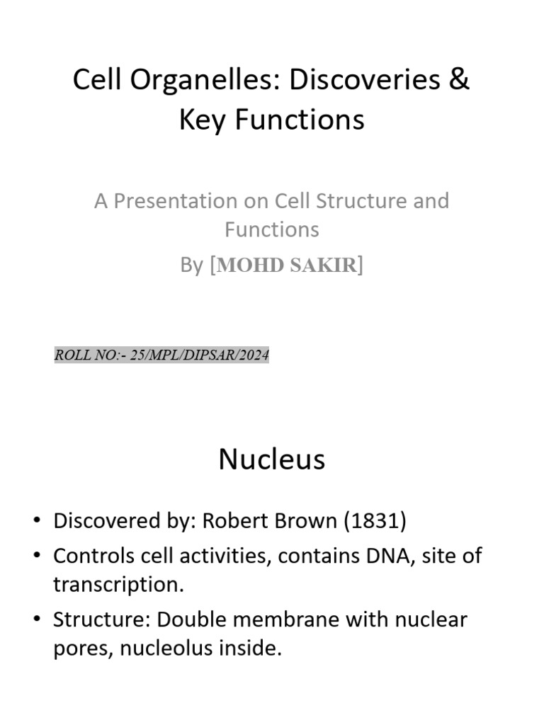 Cell Organelles: Functions & Discoveries | PDF | Endoplasmic Reticulum ...