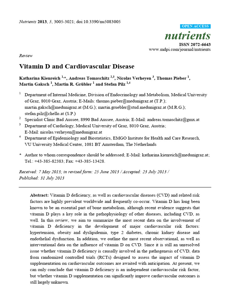 5 Vitamin D and Cardiovascular Disease | PDF | Vitamin D ...