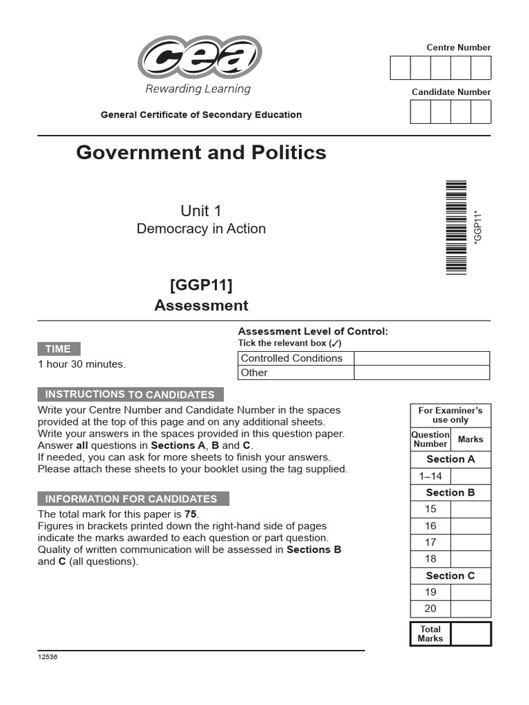 GCSE Government & Politics Exam Paper | PDF | Elections | Voting