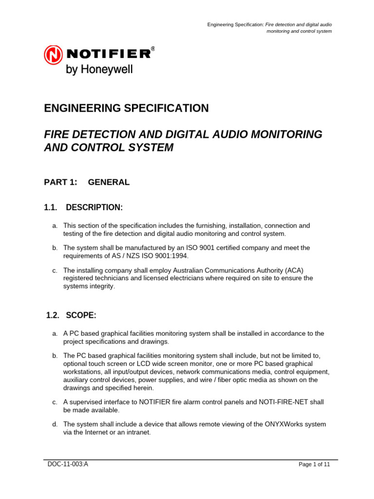 DOC-11-003 - OnyxWorks Engineering Specification Rev B | PDF | Computer Network | Specification ...