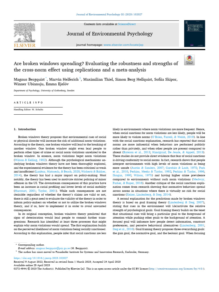 Are Broken Windows Spreading | PDF | Experiment | Meta Analysis
