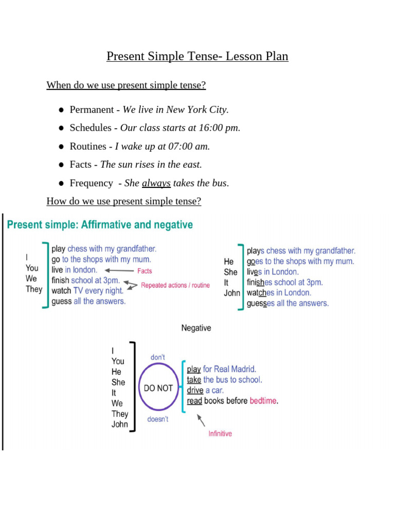 Present Simple - Lesson Plan | PDF