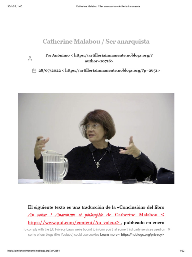 Catherine Malabou - Ser Anarquista - Artillería Inmanente | PDF ...