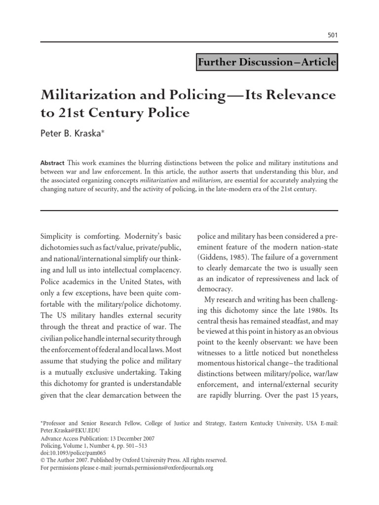 Militarization of 21st Century Policing | PDF | Swat | Police