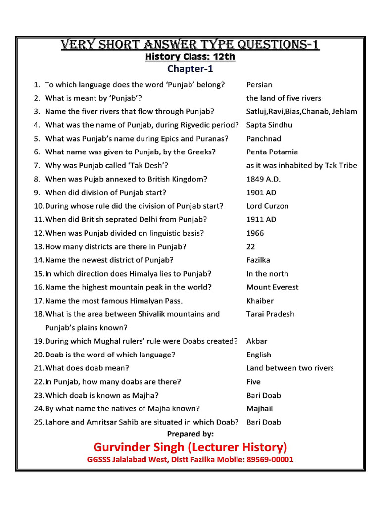 Class 12th chapter-1 Very short | PDF