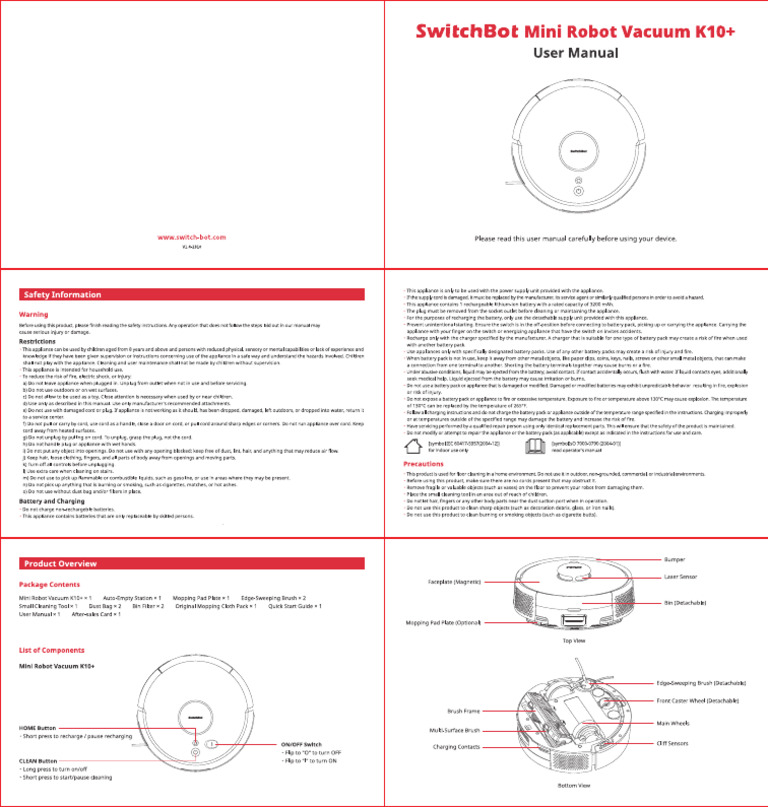 Robot Vacuum K10+-User Manual-EN | PDF