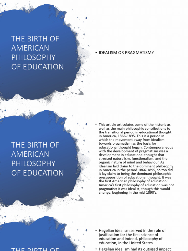 American Education Philosophy Origins | PDF | Georg Wilhelm Friedrich ...