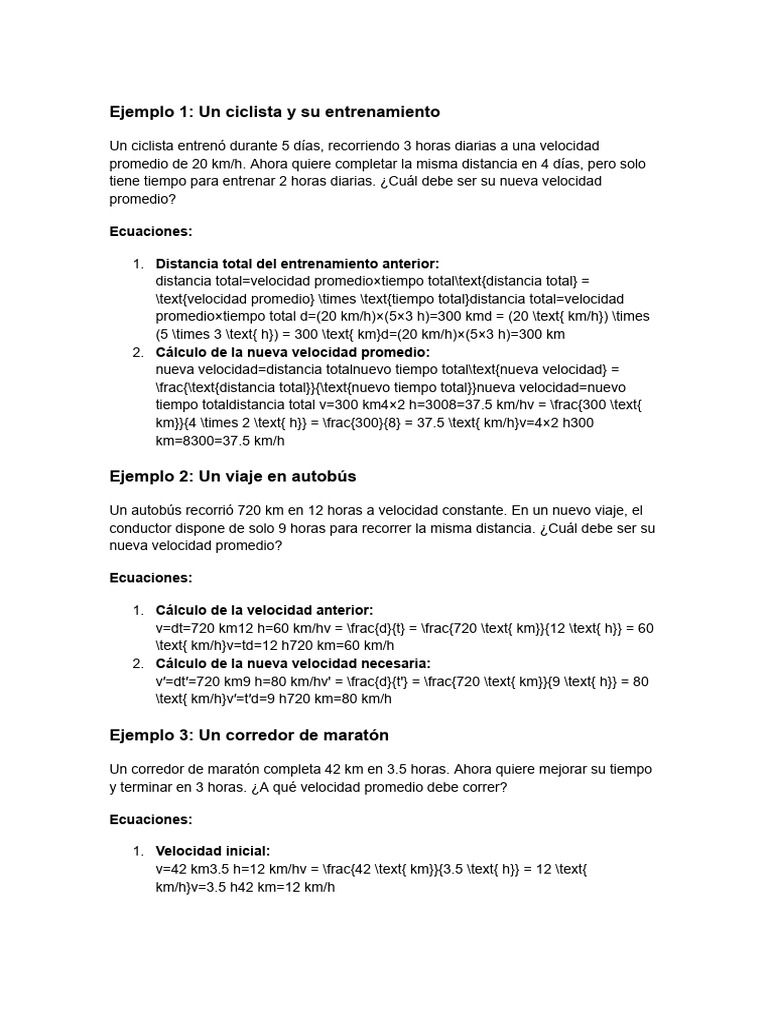 Cálculo de Velocidad Promedio | PDF | Velocidad | Transporte