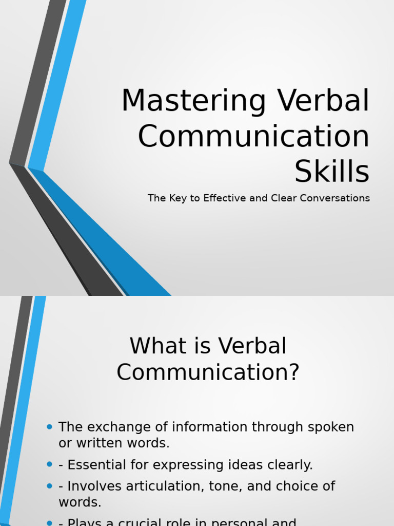 Mastering Verbal Communication Skills | PDF | Communication | Cognition