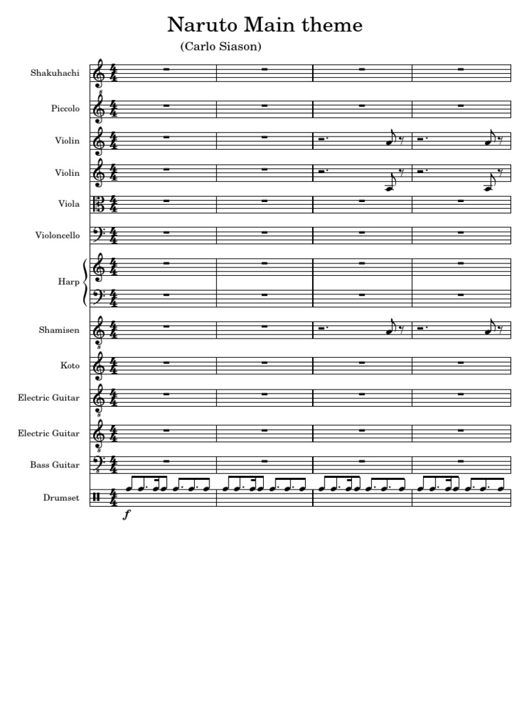 Naruto Theme Song | PDF | String Instruments | Music Technology