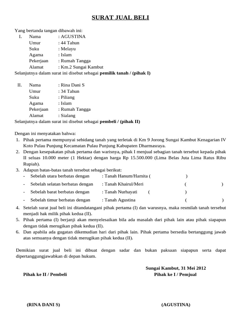 Surat Jual Beli | PDF