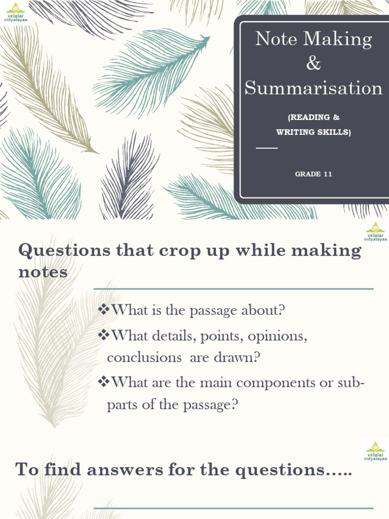 Note Making & Summarisation | PDF