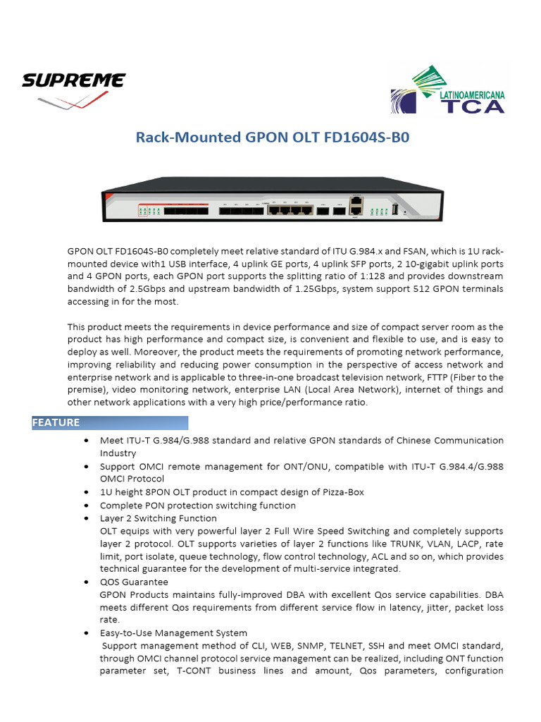 Olt Gpon 4 Port - Supreme | PDF | Computer Network | Network Switch