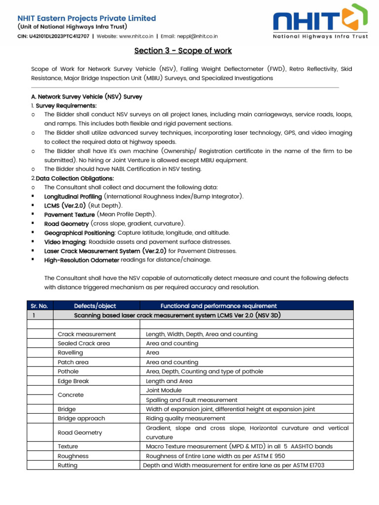 Network Survey Vehicle Scope of Work | PDF | Surveying | Road
