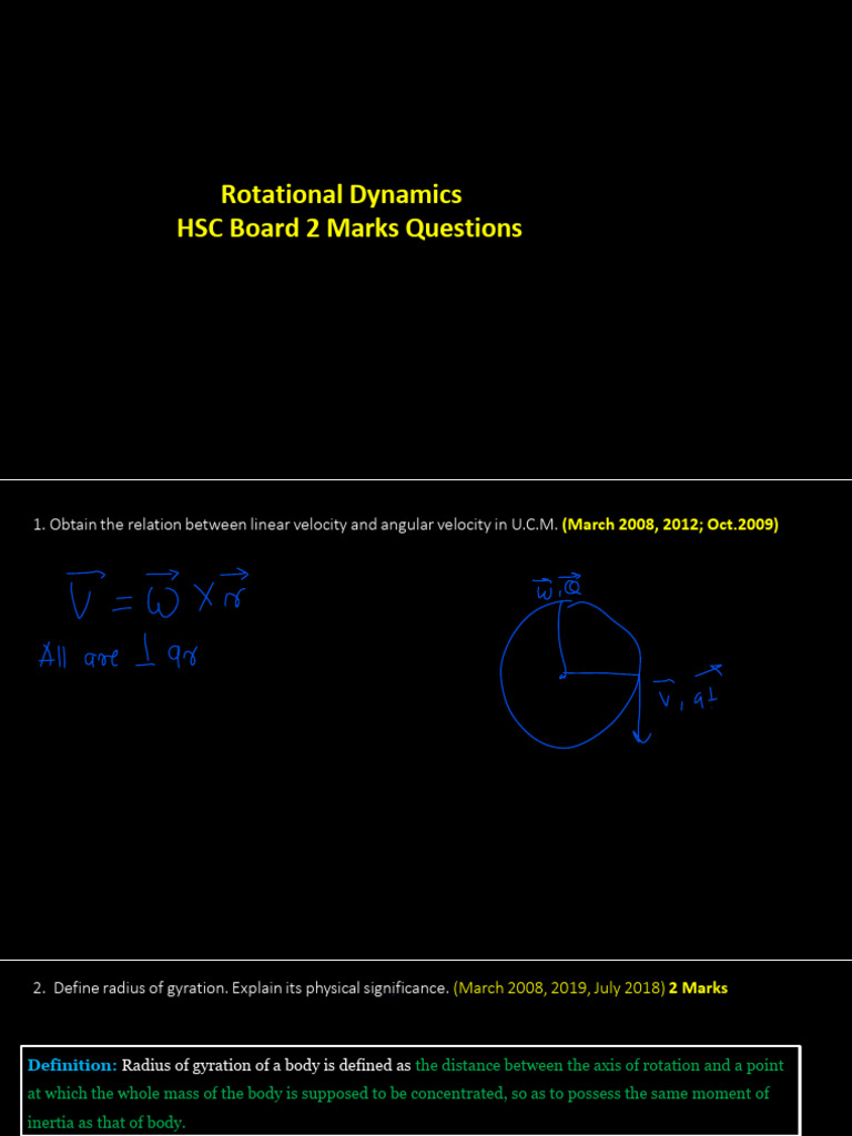 2 Marks Physics | PDF | Rotation Around A Fixed Axis | Rotation