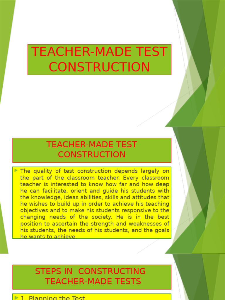 Teacher-Made Test Construction Guide | PDF | Multiple Choice | Validity ...