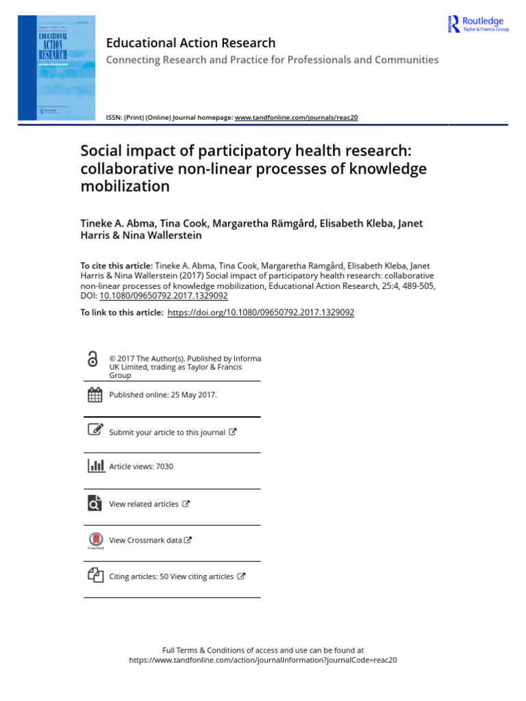 Social Impact of Participatory Health Research Collaborative Non-Linear ...