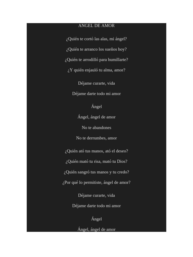 Letra de "Ángel de Amor" de Maná | PDF