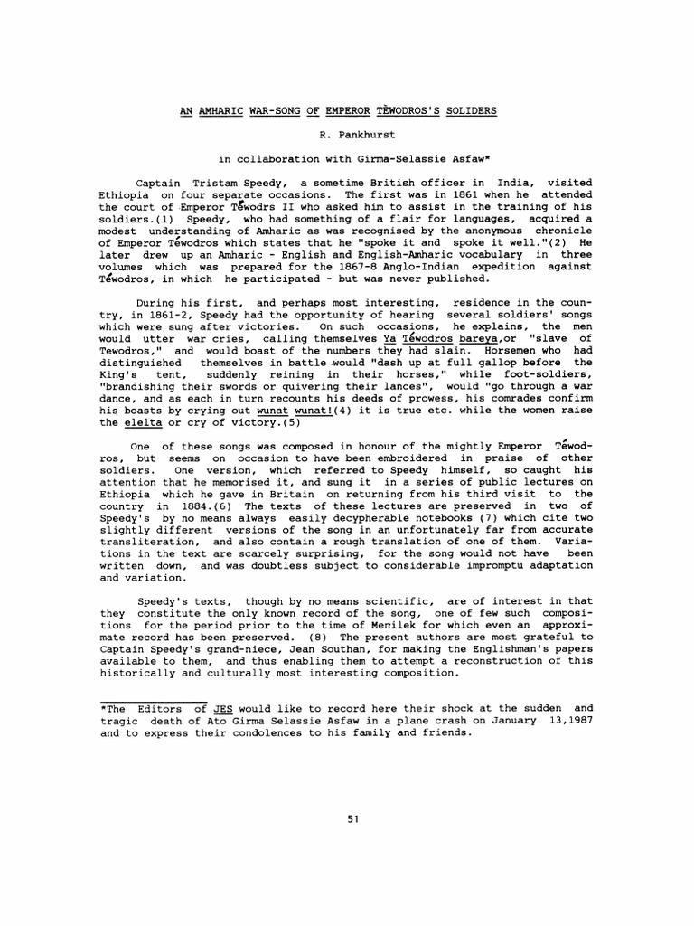 4an Amharic War-Song of Emperor Tèwodros's Soliders1965927 | PDF | Linguistics